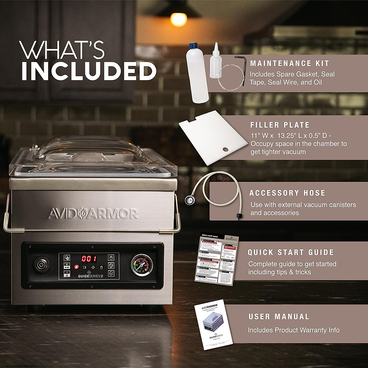 Avid Armor Chamber Vacuum Sealer GS41 Guide Series 10" Seal Bar Powered by Rotary Oil Pump, for Liquid-Rich Wet Foods, Cooking Sous Vide, Infusions/Pickling, Commercial Chamber Sealer (10" Seal Bar)