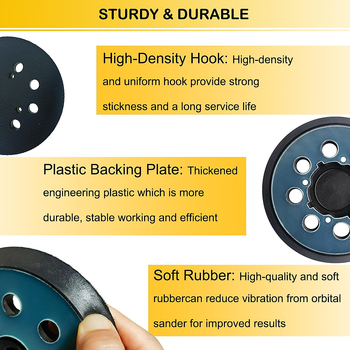 2 Pack 5 Inch 8 Hole Hook and Loop Replacement Sanding Pads for Dewalt DWE6421-B2 DWE6421-B3 DWE6423/6423K DWE6421/6421K DWE64233 & N329079 Orbital Sander Backing Pad