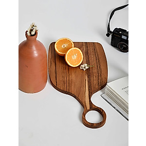 Woodlery Organic Acacia Wood Couple Valentine kitchen Cutting Chopping Board with Handles for Butcher Block Cheese Vegetables Fruit Salad (Set of 2 Couple Board 16L x 9W, 13L x 7W Inches)