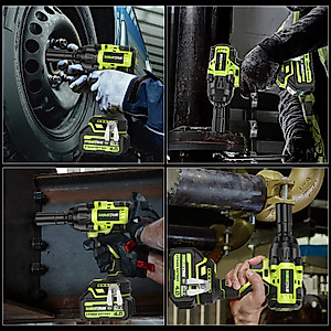 Robustrue 1000N.m(740ft-lbs) Cordless Impact Wrench, High Torque Brushless 1/2 Impact Gun, 2 x4.0Ah Battery 21V Max, Fast Charger, 4 Sockets, Pistola De Impacto for Home Car Tires Truck Mover