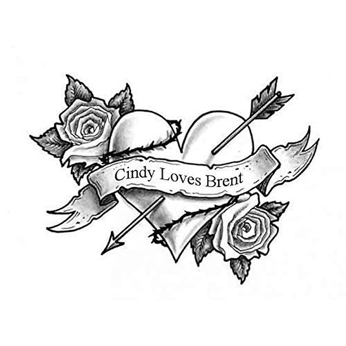 Personalized heart temporary tattoo | Fake removable customized tattoos design | Add text to temp tatoo. Last 2-5 days & go on with water. Custom Decal Removeable party supplies sticker decals
