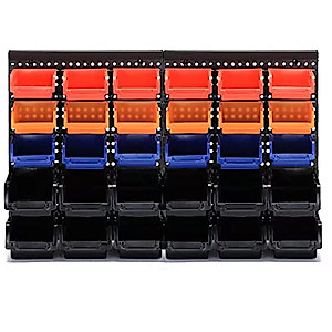 MULSAME Wall Mounted Storage Bins Parts Rack 4 Colors 30PCS Bin Organizer Garage Plastic Shop Tool, Garage Organizers and Storage