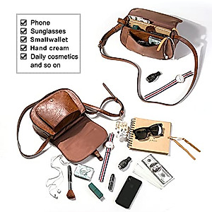 Crossbody Bags for Women,Small Saddle Purse and Boho Cross body Handbags,Vegan Leather,Brown