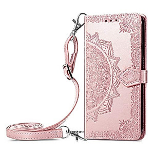 HUANGTAOLI Crossbody Shoulder Strap Case for Oppo A54s, Magnetic Closure Kickstand Wallet Pouch Case for Oppo A54s