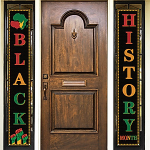 Nepnuser Black History Month Porch Banner African American National Holiday Front Door Welcome Hanging Sign Home Outdoor Decoration