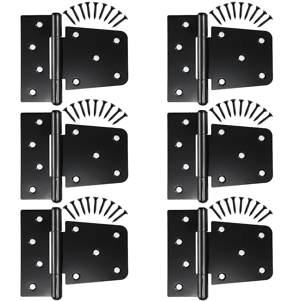 Heavy Duty Gate Hinges 6 Pack, Black Iron 3.5 Inch Door Hinges for Wood Shed Barn Door Fence Gate Swing Door (Screws Included)