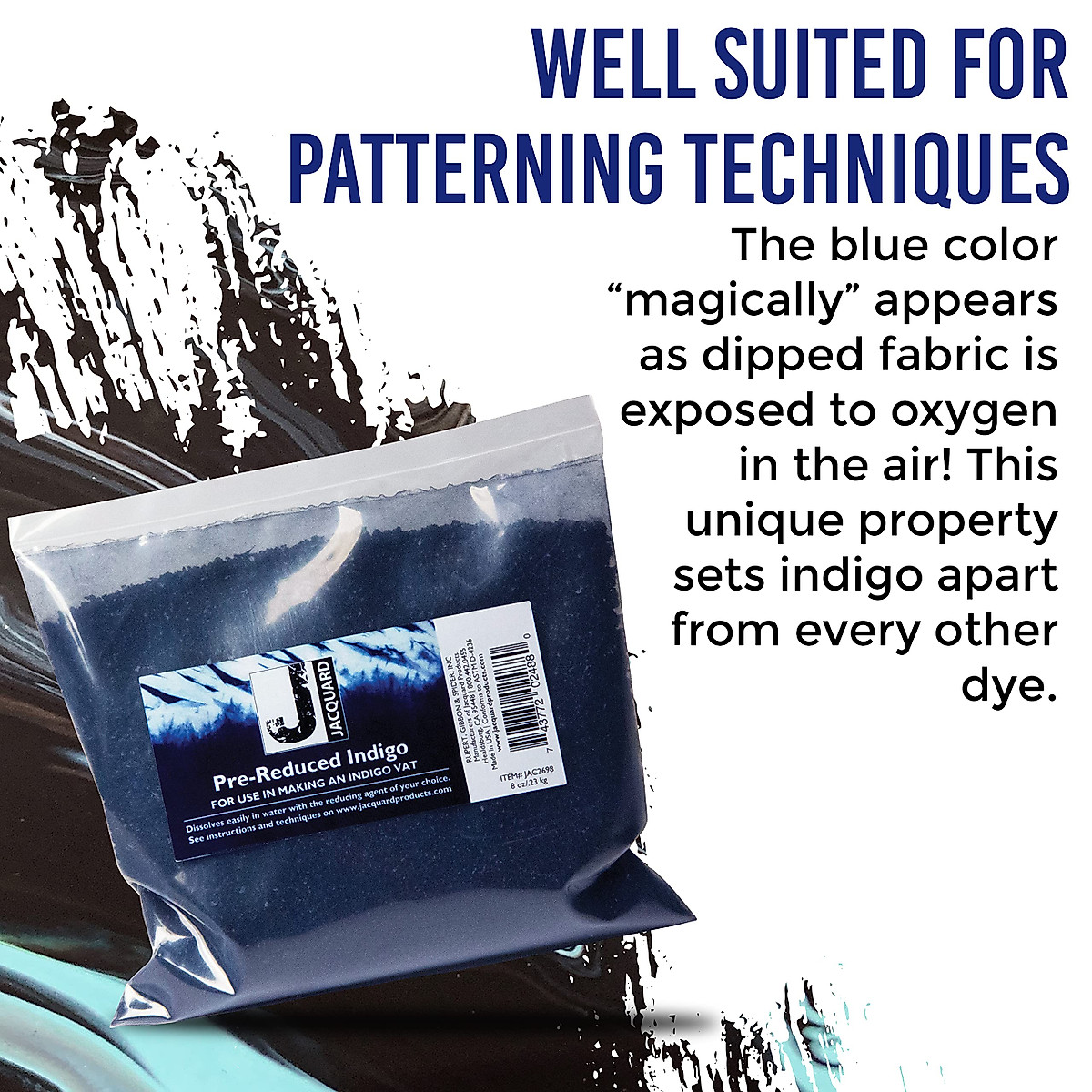 Jacquard Indigo Dye - 8 Oz Pre Reduced Indigo - Create Your Own Shibori Bag, Indigo Macrame, Indigo Dye Pillow, and More - Blue Dye Fabric