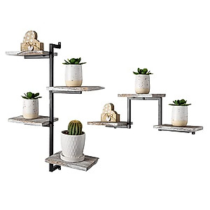 Farmhouse, Wall Mounted Floating Shelves – Set of 2 Decorative Shelves w/ Metal Brackets - Industrial Shelves for Bedroom, Living Room or Bathroom – Modern Wall Décor & Book Shelf Idea - Rustic White