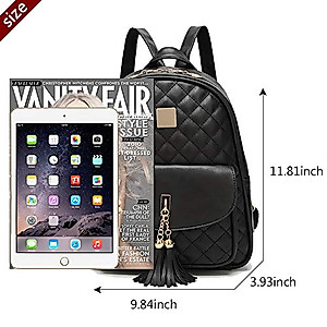 I IHAYNER Women’s Backpack 3-pieces Fashion PU Leather Simple Design Bags Travel Bookbag Beige for Women Black