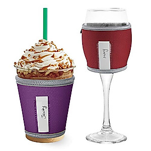 Beautyflier 8pcs Anti-Slip Embossed Neoprene 3mm Thick Collapsible Heat Resistant Coffee Cup Insulated Sleeve for Coffee/Tea/Cold Drinks (Multicolor embossed)