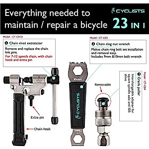 23 Piece Bike Tool Kit - Bicycle Repair Tool Box Compatible - Mountain/Road Bike Maintenance Tool Set with Storage Case