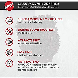 Clean Paws - Chenille Microfiber Dog Towel Mit - 9.5X7 Inches/Attractive, Durable, Super Absorbent, Washable. by Ethical Pets