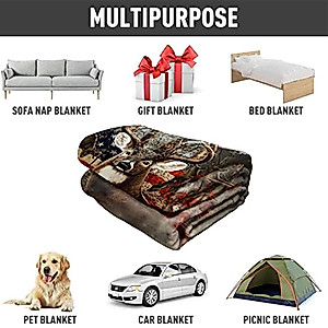 YISUMEI Deer Blanket American Flag Elements Throw Blanket Great Gifts for Boys Adults (50x60 Inches)