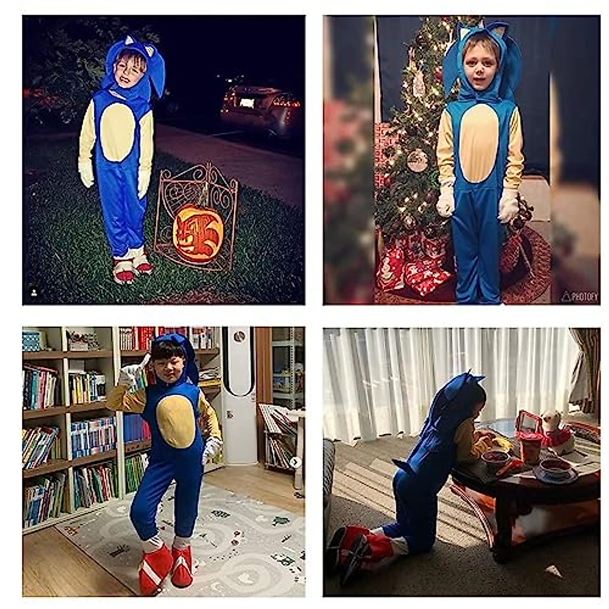 nezababy The Hedgehog Costume Boys Cartoons Jumpsuit Gloves Headpiece Outfit Kids Halloween Costume (Large)