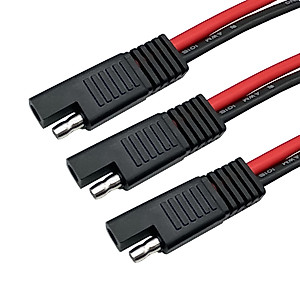 3Packs 10AWG SAE Connector Extension Cable, SAE Quick Connector Disconnect Plug SAE Power Automotive Extension Cable Wire for Solar Panel Motorcycles Tractors and Car（30cm/1ft ）