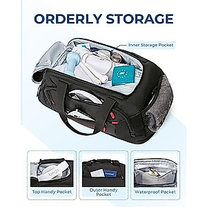 Gym Bag for Men Women, BAGSMART Expandable Sports Travel Duffel Bag, Lightweight Workout Bag with Shoe Compartment & Wet Pocket, Water Resistant Weekend Overnight Duffle Bag for Travel Gym, Black