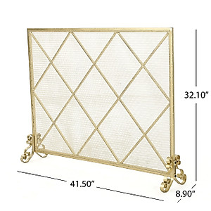 Christopher Knight Home Howell Single Panel Iron Fireplace Screen, Gold