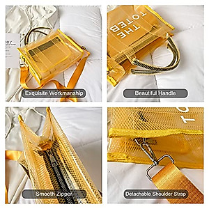 JQAliMOVV Clear Tote Bags for Women, The tote Bag Mini Clear Crossbody Bag Purse PVC Transparent Tote Handbag for Travel Beach (Black)