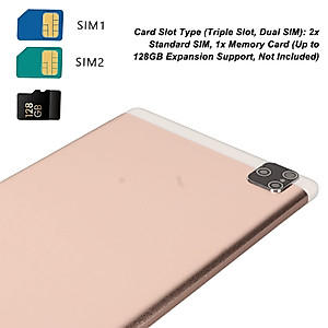 Acogedor 8.1Inch Android Tablet, 720x1280 HD Display MTK6592 CPU 4GB RAM 64GB ROM 3G Calling Tablet with 3 Card Slot, Support 2.4G 5G WiFi, 5000mAh, Gold