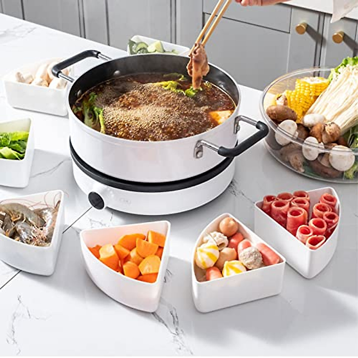 Shopwithgreen Divided Serving Tray with Lid, Removable Divided Platter Food Storage Containers with 4 Compartment for Christmas Party, Veggies, Snack, Fruit, Nuts, Candy, Cracker, Chip