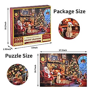 Advent Calendar 2023 Jigsaw Puzzles for Adult Kids, 24 Days Christmas Countdown Calendar, 1008 Pieces Jigsaw Puzzle Family Christmas Game, Christmas Gift Idea for Kids Teens Adult