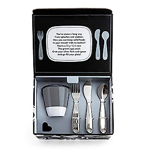Munchkin® Grown Ups Table 7pc Toddler Feeding Supplies Gift Set, Includes Plates, Bowl, Open Cup and Stainless Steel Utensils, Grey