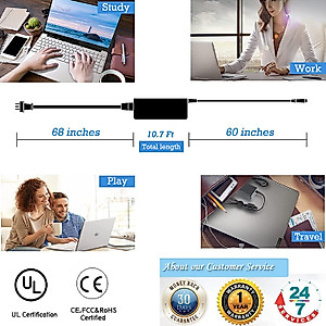 65W 45W USB C Charger Fit for Dell Chromebook 3100 3400 3380 5190 5300 Latitude 7420 74105520 5320 5420 7310 7320 9420 9510 7390 XPS 13 9305 P28T P29T P86F P30T DA65NM190 HA65NM170 LA65NM170 LA65NM190