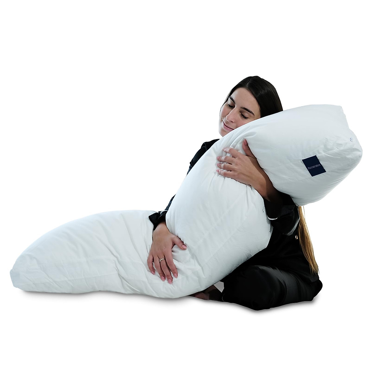 ACCURATEX Full Body Pillow for Adults - Hybrid Shredded Memory Foam Firm Body Pillow with Soft Fluffy Down Alternative Cotton Cover - Adjustable Loft Long Pillows for Sleeping