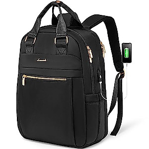 LOVEVOOK Laptop Backpack for Women 15.6 Inch Laptop Bag for Work Travel Computer Backpack with USB Port, Fashion Waterproof Backpack Purse Casual Daypacks, Black