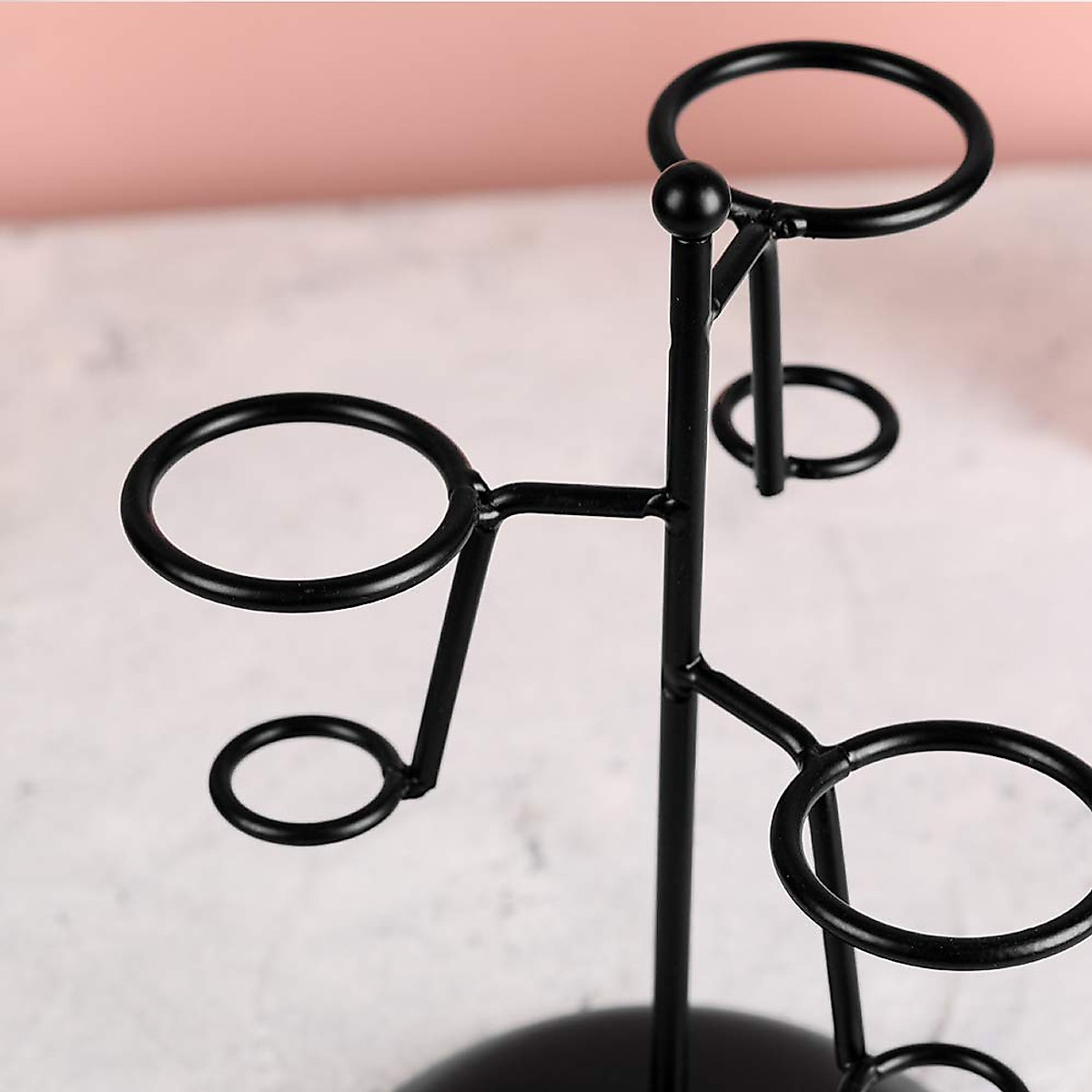 Black Iron Ice Cream Cone Holder Stand with Base 3 Holes to Display Snow Cones Sushi Hand Rolls Popcorn Candy French Fries Sweets Savory