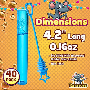 Star Bubble Wands Party Favors Pack Of 40 By Ratatoys: Mini Neon Bubble Wands | Odor-Free Non-Toxic Kids’/Birthday Treats Bubble Maker Toys for Kids | Outdoor Summer Events & Celebration Toy Gift