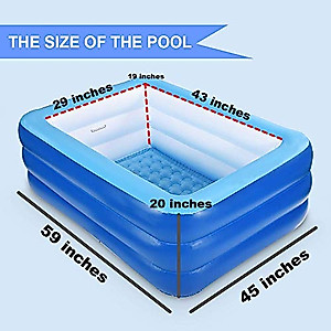Inflatable Pools, Kiddie Pools, Inflatable Family Swim Play Center Pool with Soft Floor, 82" & 59" Durable Swimming Pool, Summer Water Fun for Garden or Backyard or Indoor (82Orange&59Blue)