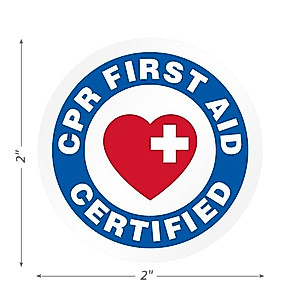 SmartSign "CPR First Aid Certified" Pack of 5 Hard Hat Labels | Retro-Reflective, 2" Circle