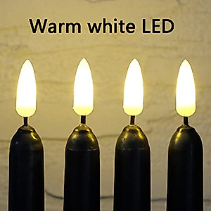 NONNO & ZGF 4 Pack Black 11'' LED Wax Covered Taper Candles, Use 2-AA Battery(not Included Runs 200 Hours,Remote Control, Flameless Battery Operated Decor Candle, Warm White LED