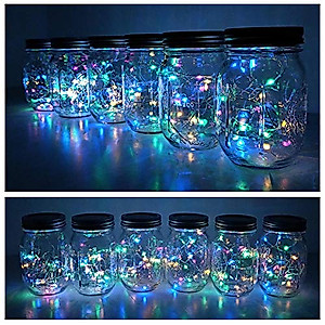 Decorman Solar Mason Jar Lid Lights, 6 Pack 20 LED Waterproof String Fairy Star Firefly Jar Lids Lights for Patio Garden Yard Lawn Party Wedding Christmas Decoration(Jars & Hangers Not Included)
