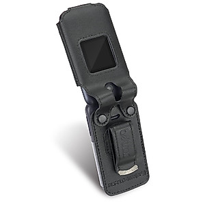 BELTRON Leather Fitted Case for Alcatel Go Flip 4 / TCL Flip Go/TCL Flip Pro Phone - Secure Form Fit Cover with Built-in Screen Protection & Rotating Metal Belt Clip (4056/4058)