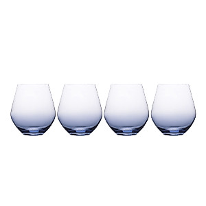Mikasa Gianna Ombre Stemless Wine Glasses, 4 Count (Pack of 1), Blue