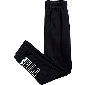 Fila Boys' Sweatsuit Set - 2 Piece Active Hoodie Sweatshirt and Jogger Sweatpants - Performance Activewear Set for Boys, 8-12, Size 10, Black Logo