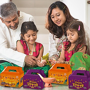 HABDJILTY 20 Pcs Happy Diwali Gift Bags,Festival of Lights Gifts Boxes for Birthday Gift Packs Snacks Candy Bags Diwali Party Favor
