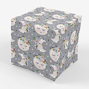 Stesha Party Floral Moon Baby Shower Wrapping Paper - Folded Flat 30 x 20 Inch - 3 Sheets