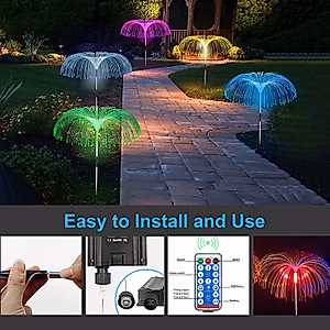 Atildp Upgraded Solar Garden Lights, 5 Pack Solar Jellyfish Lights with 8 Flash Mode Remote Control, Multi-Color Solar Lights Outdoor for Backyard Christmas Party Wedding Birthday