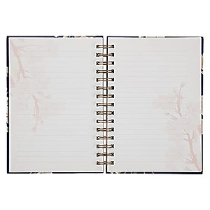Inspirational Spiral Journal Notebook for Women It is Well Navy Blue Floral Wire Bound w/192 Ruled Pages, Large Hardcover, With Love