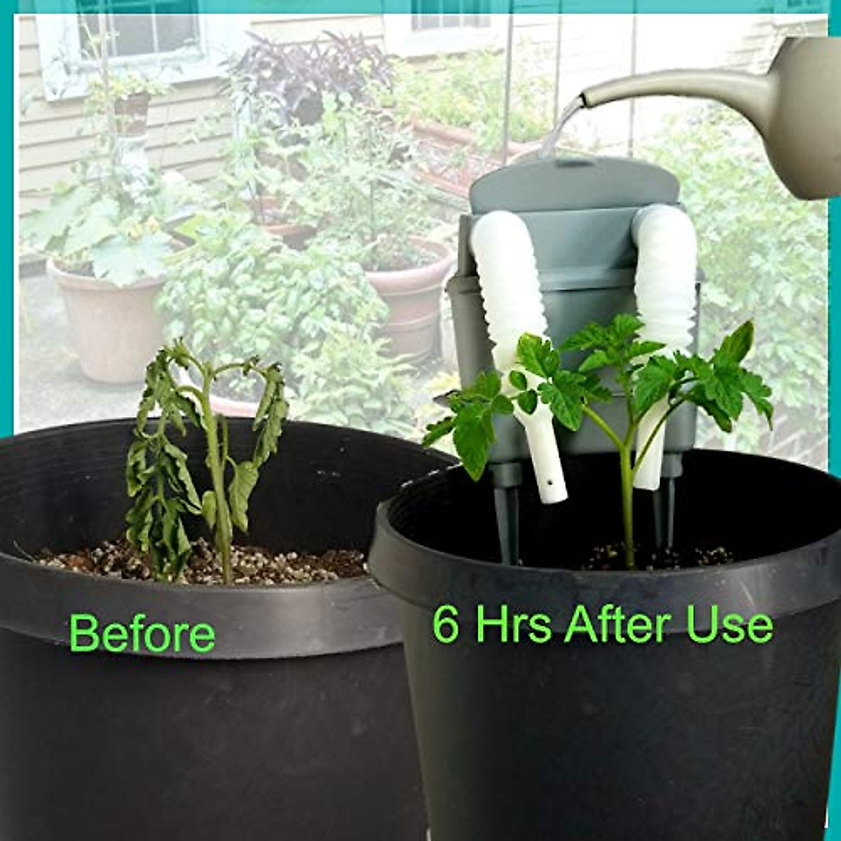 Plant Hydrator [All New Automatic Daily Drip Waterer to Beat This Summer's Heat Container Garden Organic Vegetables Confidently [Fits Grow Bags Self Watering Planters]