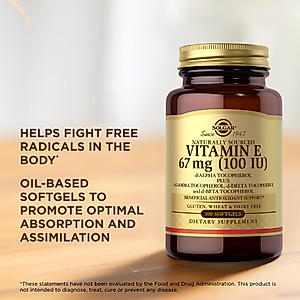 Solgar Vitamin E 67 mg (100 IU) - 100 Softgels, Pack of 2 - Antioxidant Support - Gluten & Dairy Free - 200 Total Servings