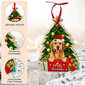 COUPLE FOX Golden Retriever Dog Ornaments Christmas Tree, Golden Retriever Aluminium Ornament, Christmas Decoration 2023 for Golden Lovers, Dog Mom, Dog Dad, Pet Lovers