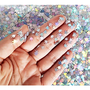 3 Pack - Green, Rainbow & Silver Holographic Leaf Glitter - Solvent Resistant & Cosmetic Grade - Face Body Nails Resin Arts & Crafts, Tumblers, Bath Bombs, Resin - Weed Pot Marijuana Leaf