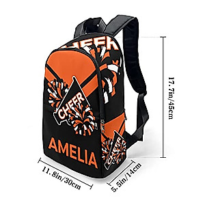 Yeshop Cheerleader Orange Personalized Backpack for Teen Boys Girls,Custom Travel Backpack Bookbag Casual Bag Name Gift