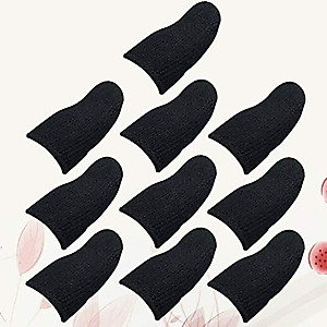 Garneck Black Finger Sleeve Mobile Game Controller Finger Sleeve Touch Screen Finger Cot Anti Sweat Thumb Fingers Protector for Mobile Phone Games 10pcs