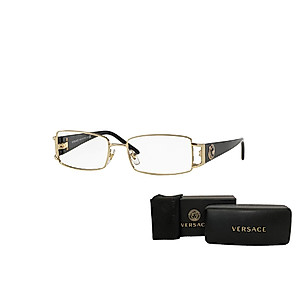 Versace VE1163M 1252 52M Pale Gold Rectangular Eyeglasses For Women+ BUNDLE With Designer iWear Eyewear Kit