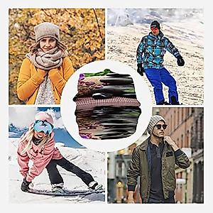 WONDERTIFY Zen Basalt Stones Orchid Knit Hat Bamboo Black Pebble Rock Beanie Hats for Men Women Warm, Soft & Stretchy Daily Ribbed Baggy Skull Cap Oversize